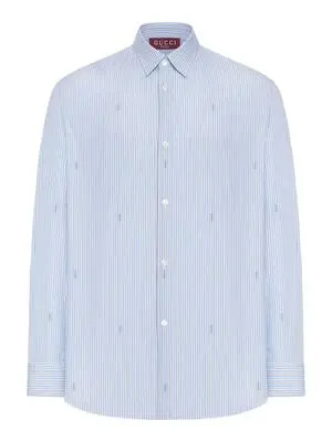 Gucci Striped Cotton Poplin Shirt With Logo - Multicolor