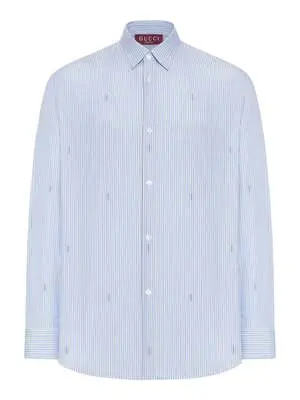 Gucci Striped Cotton Poplin Shirt With Logo - Multicolor
