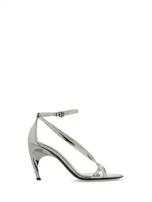 Alexander McQueen Armadillo Metallic Heeled Sandals - Silver