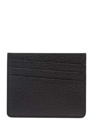 MAISON MARGIELA Black Card Holder With Four Stitches On The Back In Grained Leather For - Multicolor
