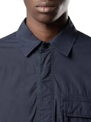 Stone Island Stretch Cotton Canvas Overshirt With Flap Pocket On The Chest - Multicolor