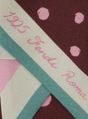 Fendi Scarf With Polka Dot Pattern And Logo Lettering In Silk - Multicolor