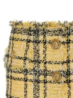 Balmain Lurex Tweed Mini Skirt With Gold Button Detail - Multicolor
