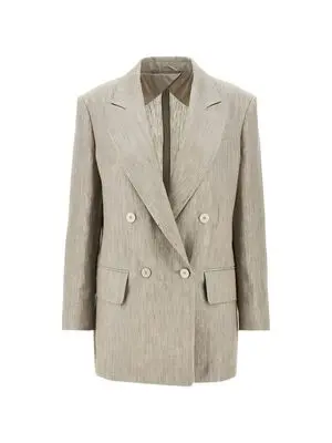 Max Mara Linen Double-breasted Jacket - Multicolor