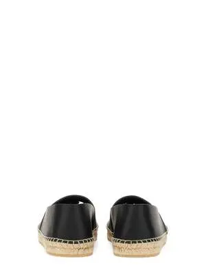 Dolce & Gabbana Leather Espadrilles With Logo Detail - Black