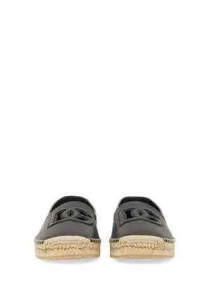 Dolce & Gabbana Leather Espadrilles With Logo Detail - Black
