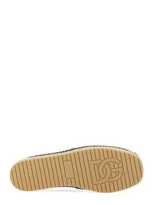 Dolce & Gabbana Leather Espadrilles With Logo Detail - Black