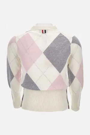 Thom Browne V-neck Cardigan With Geometric Print - Multicolor