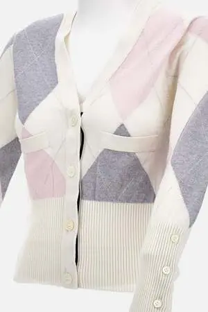 Thom Browne V-neck Cardigan With Geometric Print - Multicolor