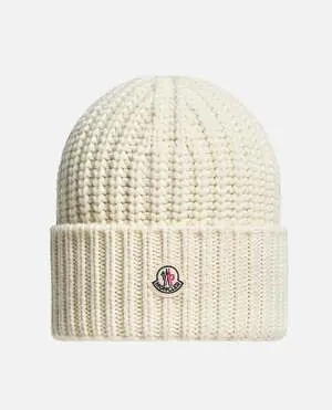 Moncler Ribbed Knit Beanie With Logo Detail - Multicolor
