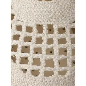 Prada Beige Crochet Lace-up Flat Shoes - White