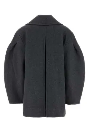 GANNI Double-breasted Wool Blend Coat