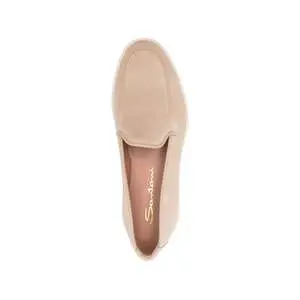 Santoni Suede Slip-on Loafers - Cream