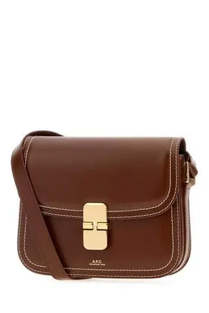 A.p.c. Small Leather Crossbody Bag With Golden Metal Clasp - Brown