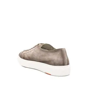 Santoni Grey Suede Lace-up Low-top Sneakers - Gray