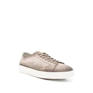 Santoni Grey Suede Lace-up Low-top Sneakers - Gray