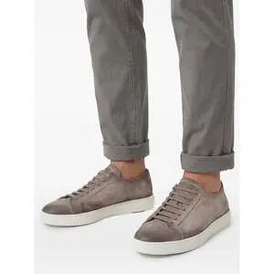 Santoni Grey Suede Lace-up Low-top Sneakers - Gray