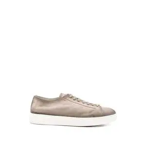 Santoni Grey Suede Lace-up Low-top Sneakers - Gray