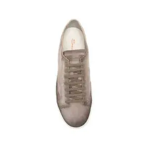 Santoni Grey Suede Lace-up Low-top Sneakers - Gray