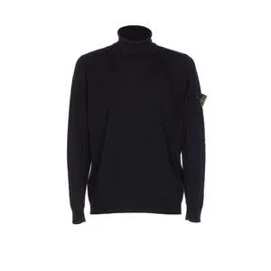 Stone Island Logo Detail Turtleneck Sweater - Black