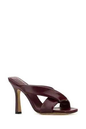 Bottega Veneta Burgundy Leather Riva Mules - Red