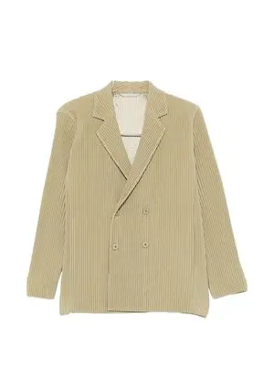 Issey Miyake Green Pleated Double-breasted Jacket - Multicolor