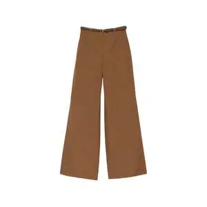 Max Mara High-waisted Cotton Trousers - Brown