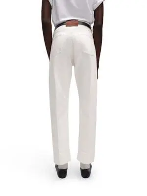Celine Boyfriend Jeans In White Heavy Stone Wash Denim