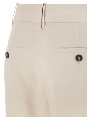 Brunello Cucinelli Stretch Viscose-wool Twill Equestrian Trousers With Jewellery Embellishment - Cream
