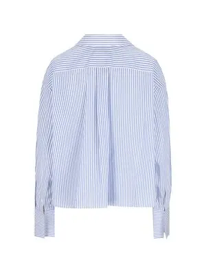 Celine Striped Cropped Cotton Shirt
