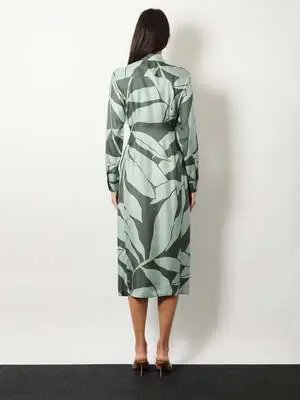 Max Mara Printed Silk Shirt Dress With Knot Detailing