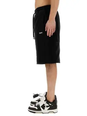Off-White Bermuda Shorts With Logo Detail - Black