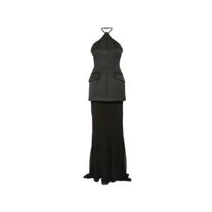 Sportmax Halterneck Sleeveless Gown With Two Front Pockets