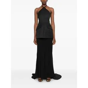 Sportmax Halterneck Sleeveless Gown With Two Front Pockets
