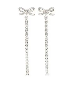 SELF-PORTRAIT Crystal Bow Drop Earrings - Silver
