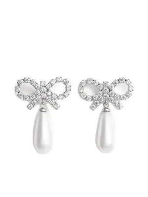 SELF-PORTRAIT Bow And Pearl Drop Earrings