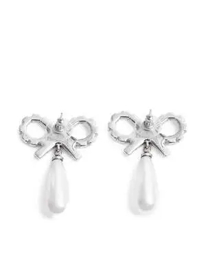 SELF-PORTRAIT Bow And Pearl Drop Earrings