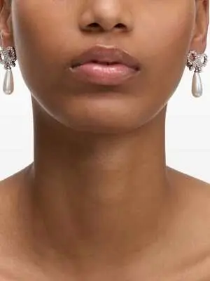 SELF-PORTRAIT Bow And Pearl Drop Earrings