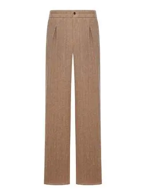 Giorgio Armani Single-pleated Trousers In Mouliné Jacquard Linen