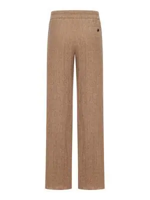 Giorgio Armani Single-pleated Trousers In Mouliné Jacquard Linen