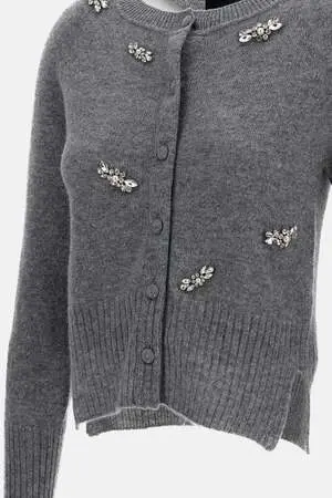 Simone Rocha Embellished Cashmere Cardigan With Crystals And Faux Pearls