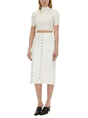 COURREGES Ribbed High Neck Cropped Top
