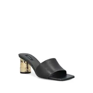 Givenchy Embossed Gold-tone Heel Square Toe Mules