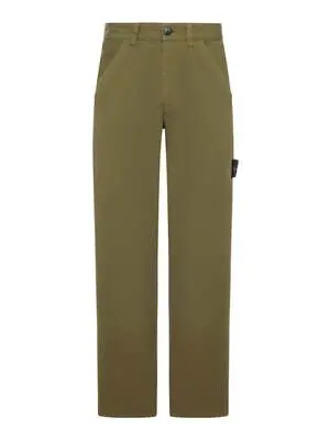 Stone Island Cotton Trousers With Logo Patch - Multicolor