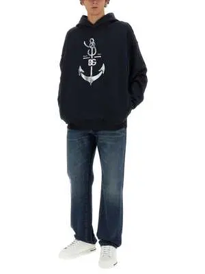 Dolce & Gabbana Printed Anchor Hoodie - Blue