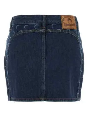 MARINE SERRE Denim Mini Skirt With Dual Zip Front - Blue