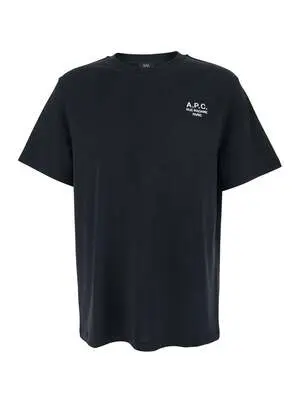 A.p.c. Cotton T-shirt With Embroidered Logo - Black