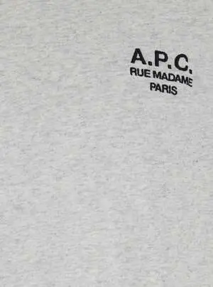 A.p.c. Cotton Crewneck T-shirt With Embroidered Logo - Gray