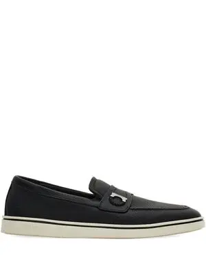 FERRAGAMO Black Leather Loafers - Multicolor