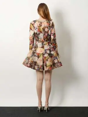 Zimmermann Alchemy Linen And Silk Floral Print Dress